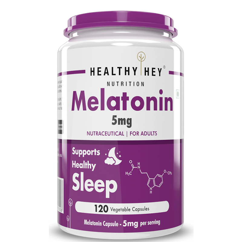 HealthyHey Nutrition Melatonin 5 mg, 120 vegetable capsules - Promotes ...