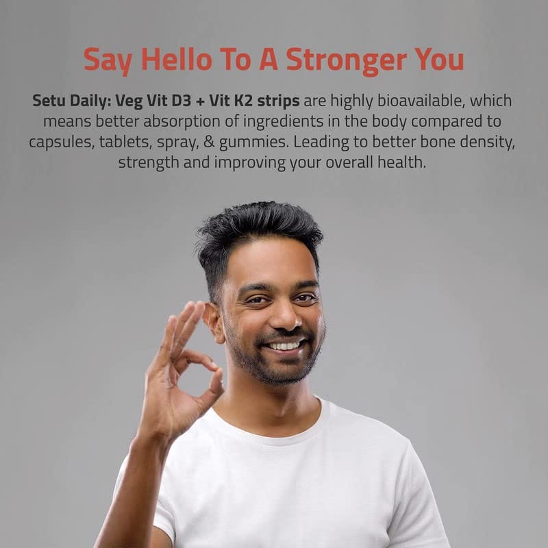 Setu Daily: Veg D3+K2 Strips | Plant Based Supplement For Bone Health ...