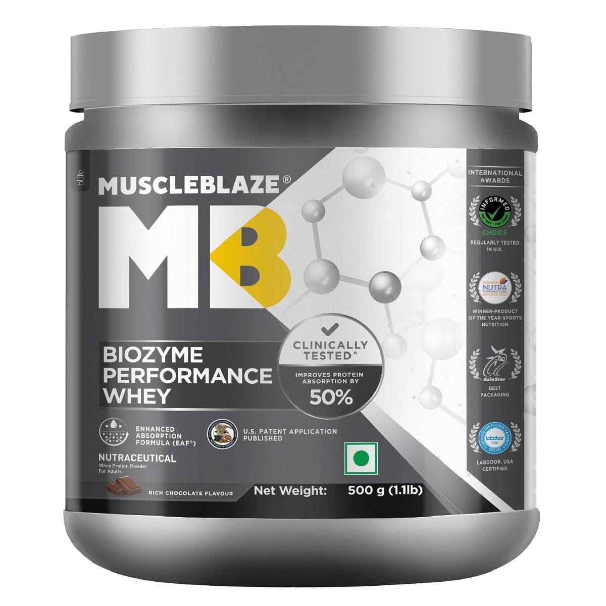 MuscleBlaze MB Biozyme Performance Whey Protein | Clinically Tested 50% ...