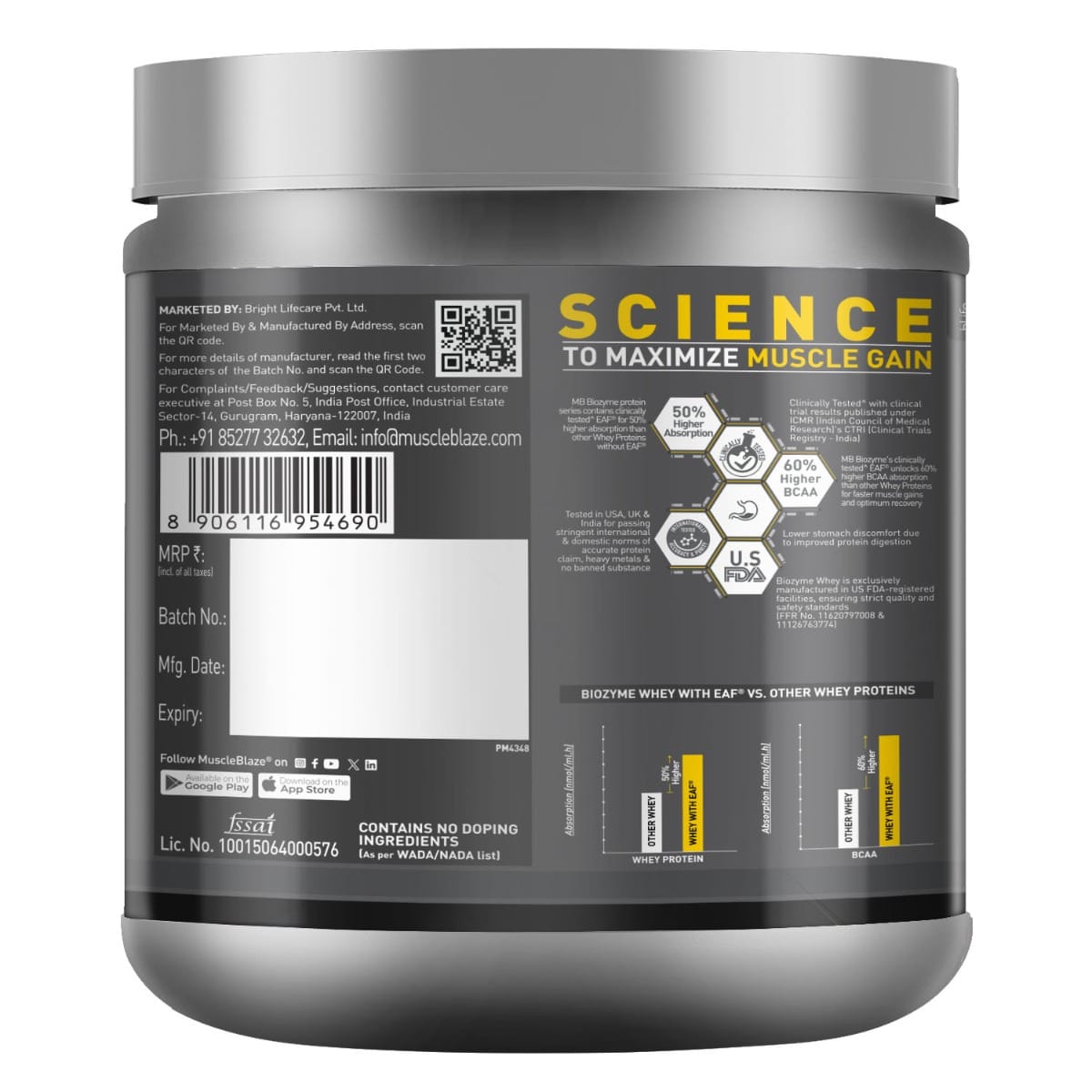 MuscleBlaze MB Biozyme Performance Whey 500g | 14 Serving | Rich ...