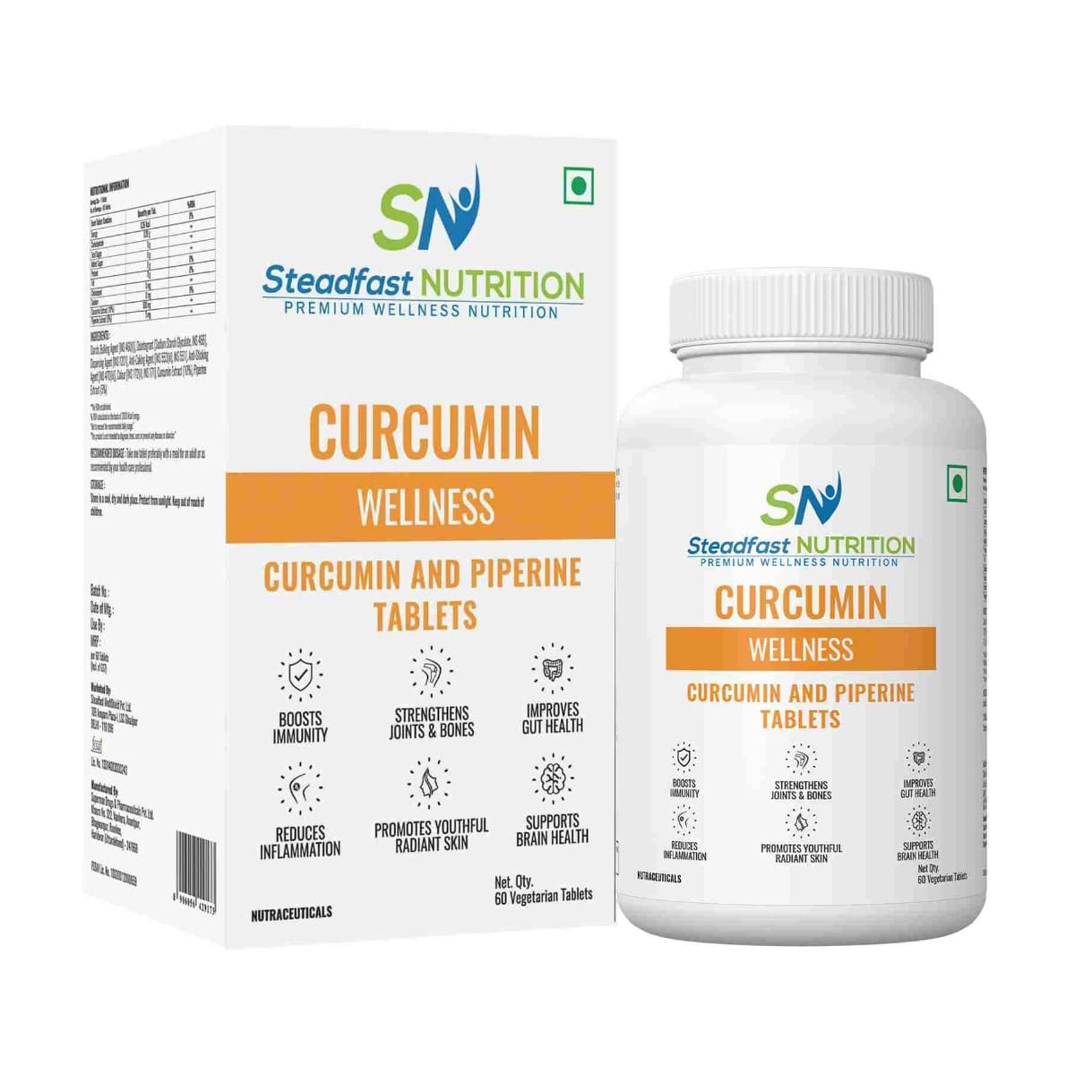 Steadfast Nutrition Curcumin| Turmeric Curcumin with Piperine | Natural ...