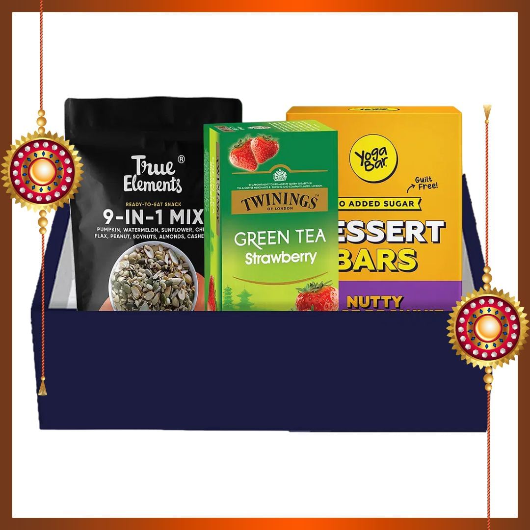 Wholesome Rakhi Health Gift Box (Seeds, Protein Bar, Tea & Free Rakhi)