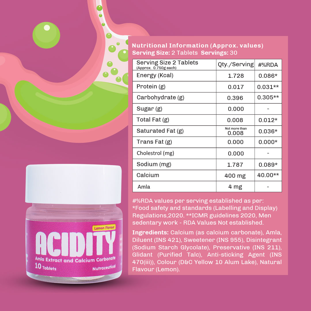 VITO Relief Acidity chewable tablets help to alleviate the symptoms of ...