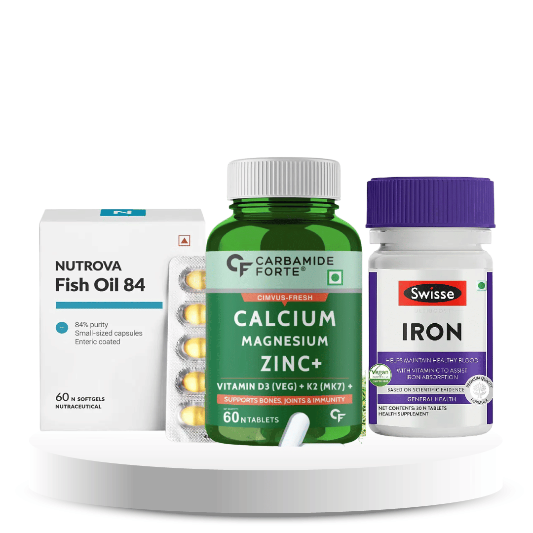 Everday Essential For Her: (Fish Oil + Calcium + Iron)