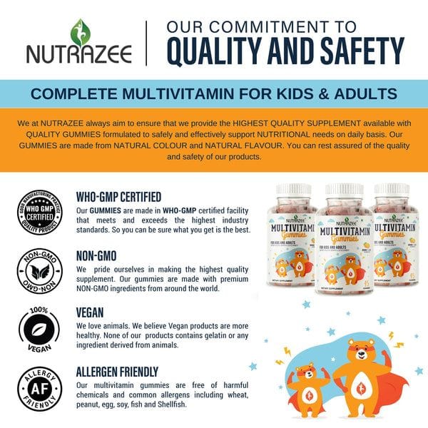 Nutrazee Multivitamin Gummies Supplement for Kids & Adults, 45 Gummy Bears