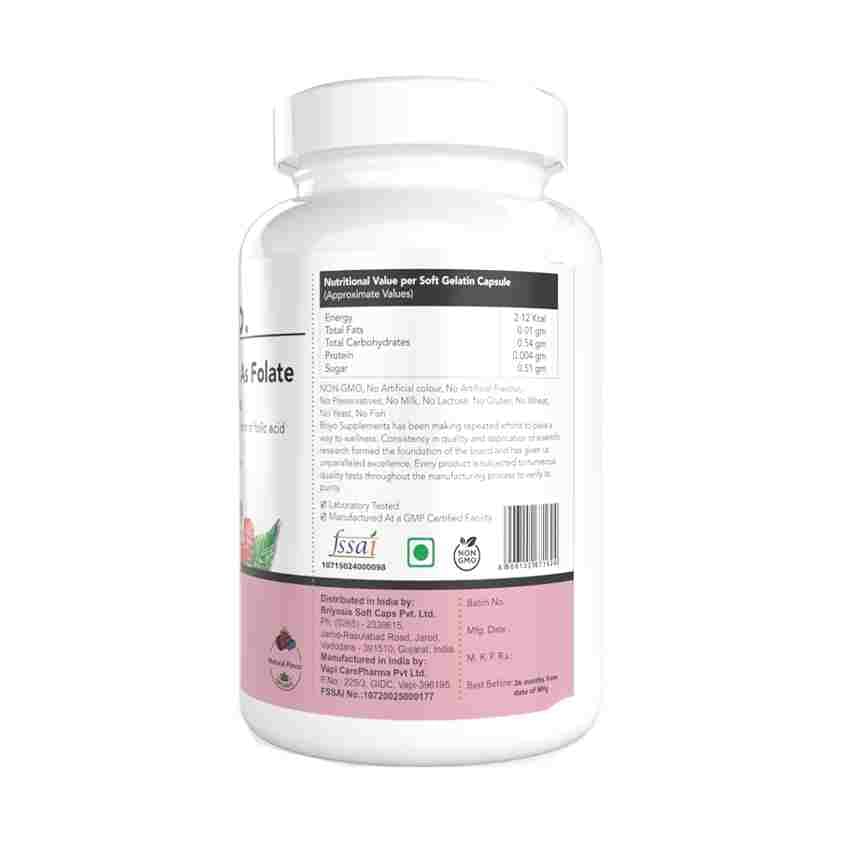 Briyo folic acid as folate (active form of folic acid) (chewable ...