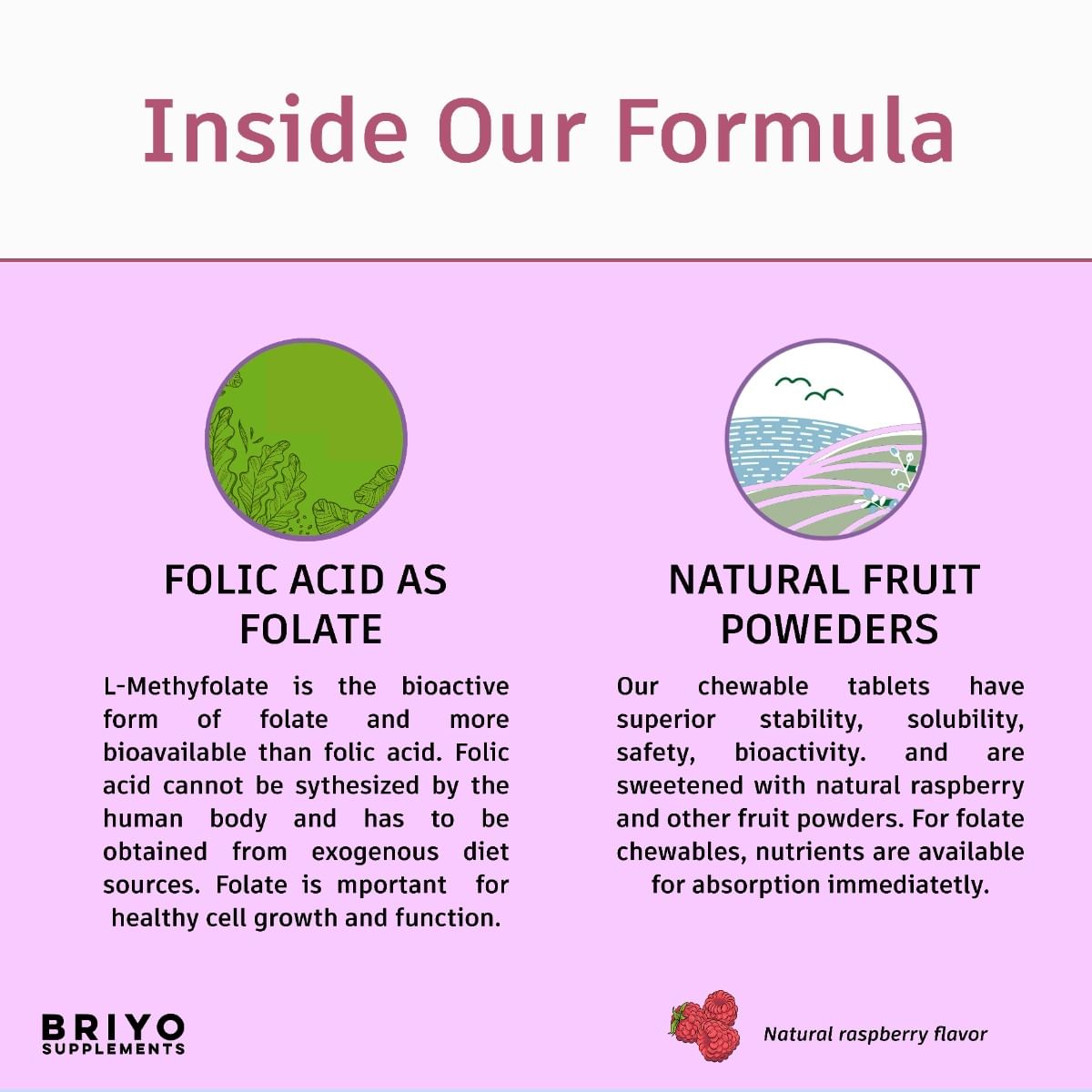 Briyo folic acid as folate (active form of folic acid) (chewable ...