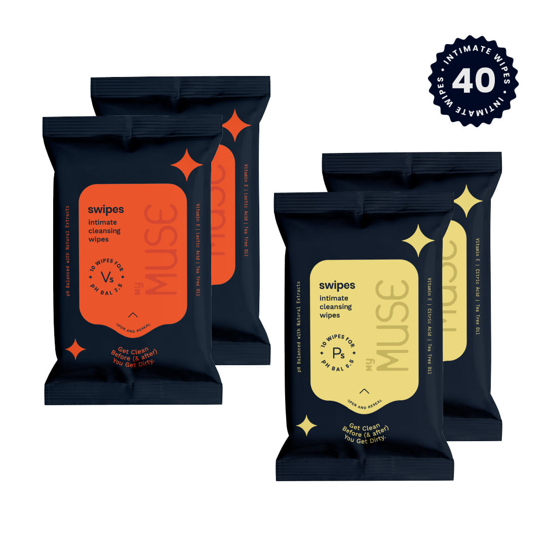 MyMuse Swipes pH-balanced Intimate Wipes - For Men & Women (4 x 10 wipes)