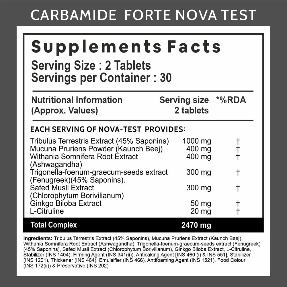 Carbamide Forte Testosterone Supplement for Men with Tribulus 1000mg ...