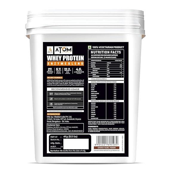 AS-IT-IS ATOM Whey Protein 4 kg | Choco Hazel Fusion | 111 Servings ...