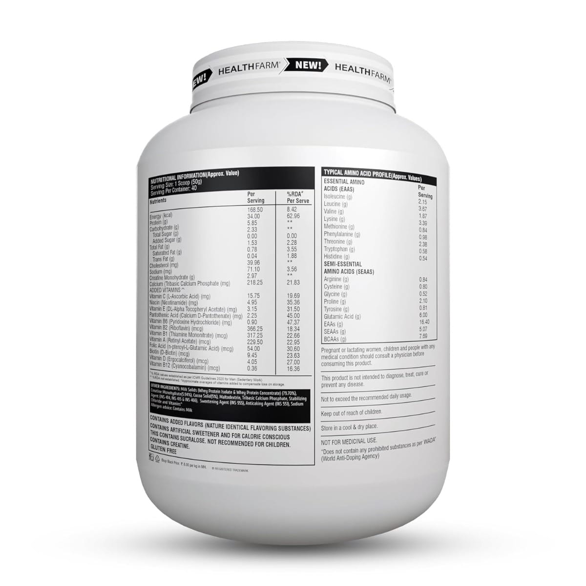 Healthfarm Nitra Whey Protein | 34g Protein Per Serving & 3g Added ...