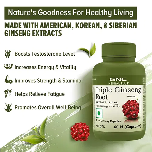 Gnc Herbal Plus Triple Ginseng Root With Korean American And Siberian