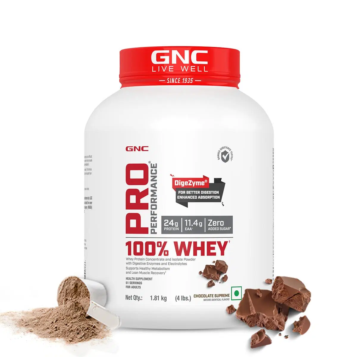 GNC Pro Performance 100% Whey Protein Powder 4lbs | 51 Servings | 24g ...