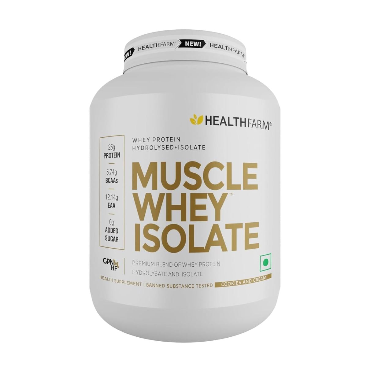 Healthfarm Muscle Whey Isolate Protein Powder, 100% Pure Isolate (2kg)