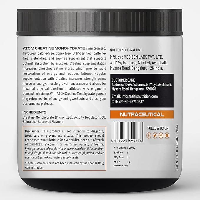 AS-IT-IS ATOM Creatine Monohydrate 250g | Blue Razz | 80 Servings ...