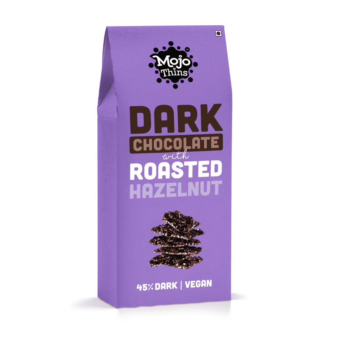 Mojo Bar Thins - 45% Dark Chocolate with Hazelnut (Vegan, Portion ...