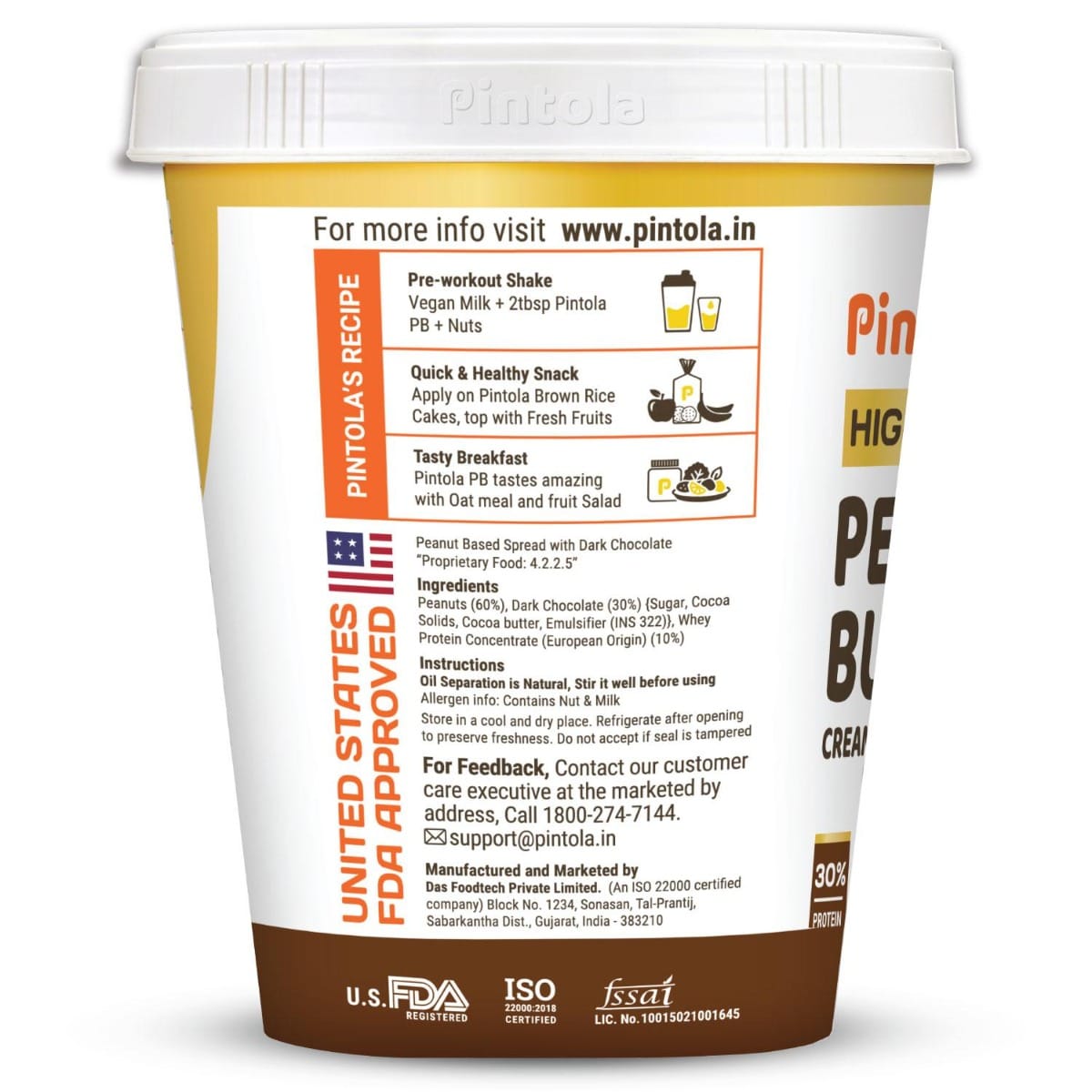Pintola HIGH Protein Peanut Butter Dark Chocolate | 30% Protein | High ...