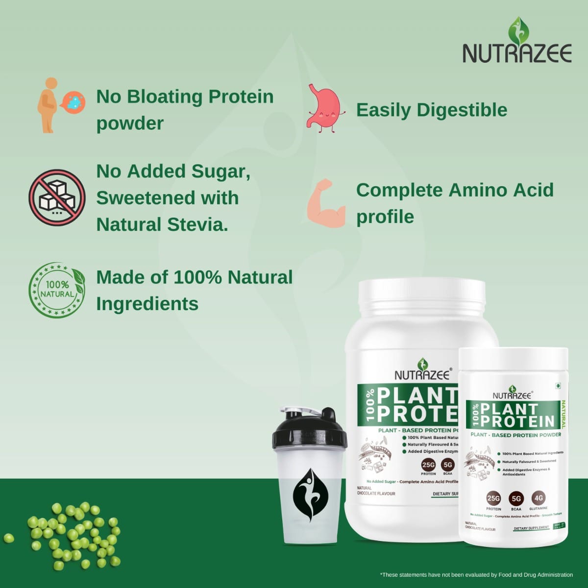 Nutrazee 100% Plant Protein Powder Supplement Vegan (400g)