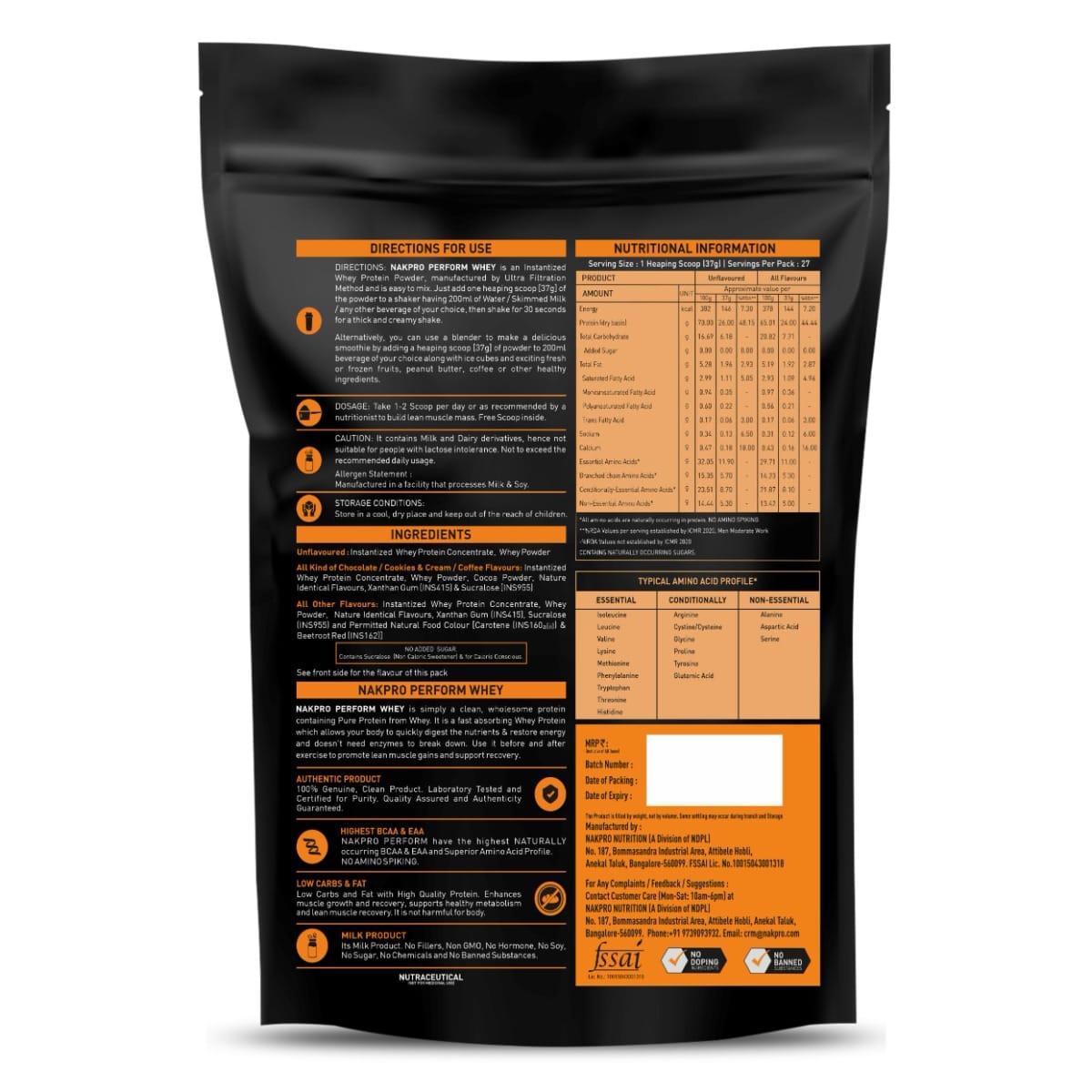 NAKPRO Perform Whey Protein Concentrate 1kg Coffee | 24g Protein, 5.3g ...