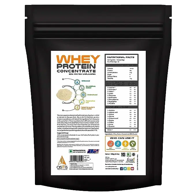 AS-IT-IS Nutrition Whey Protein Concentrate 80% | Unflavoured, tested ...