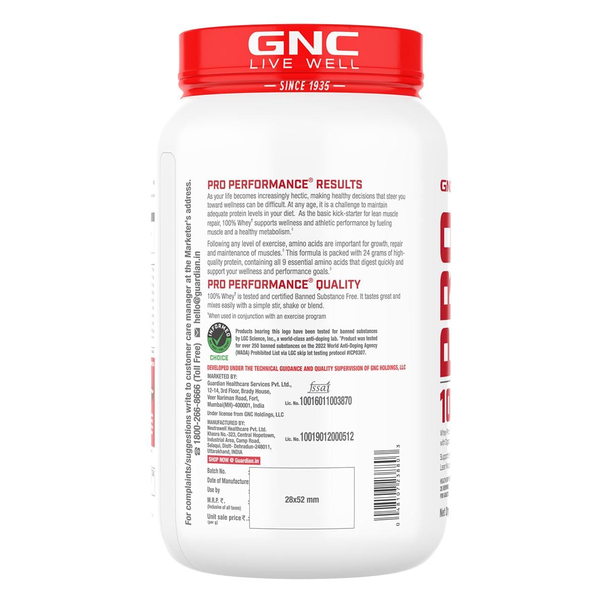 GNC Pro Performance 100% Whey Protein Powder 2lbs | 24g Protein ...