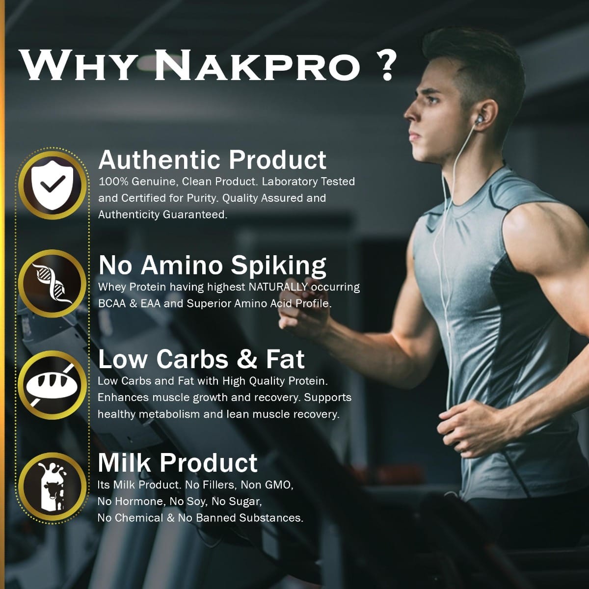 NAKPRO Gold Whey Protein Concentrate 80%, 1kg Unflavoured | 28g Protein ...