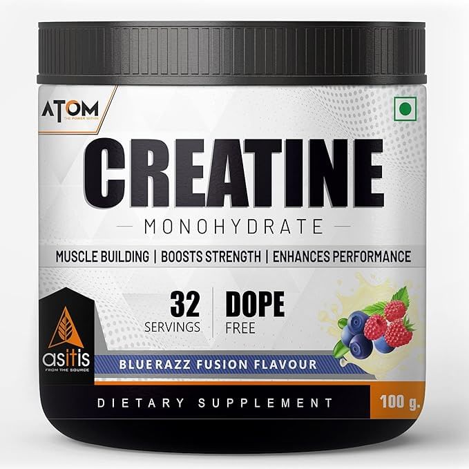 AS-IT-IS ATOM Creatine Monohydrate 100g | Blue razz | 32 Servings ...