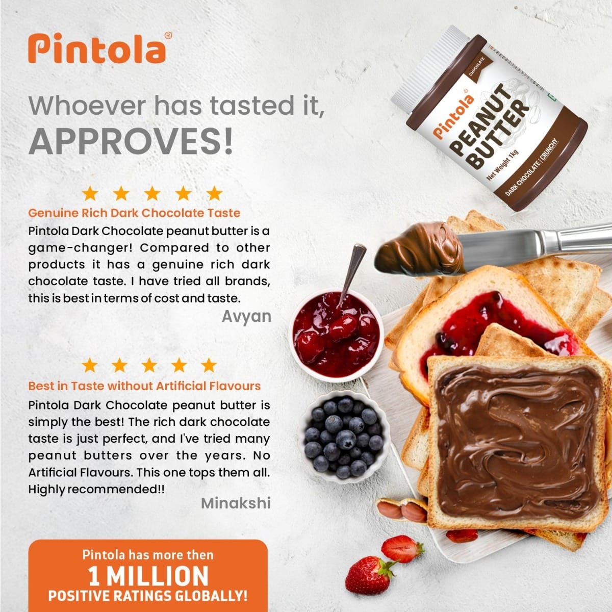 Pintola Choco Spread Peanut Butter Made with premium quality peanuts ...