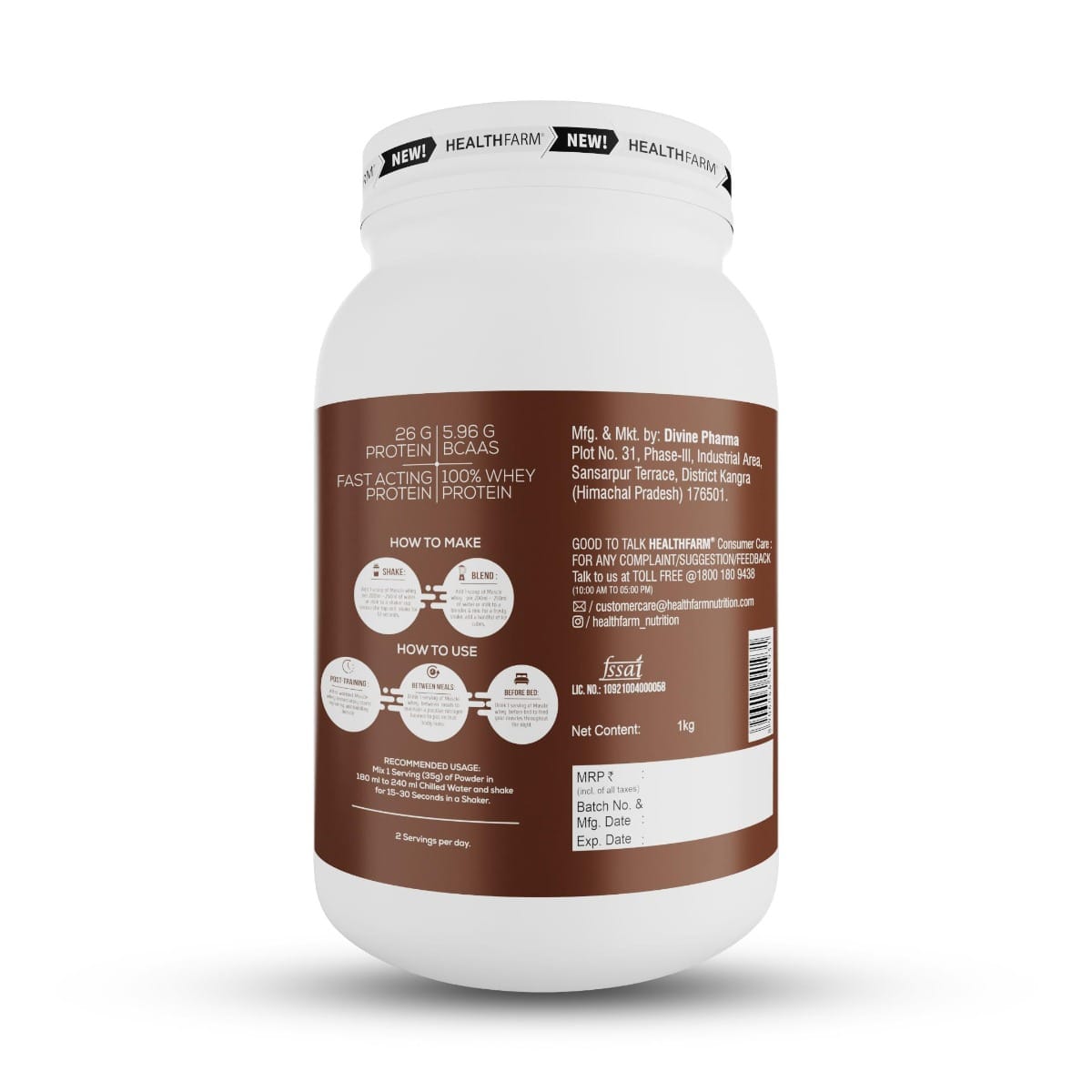 Healthfarm Muscle Whey protein (Cookies and Cream, 1kg)