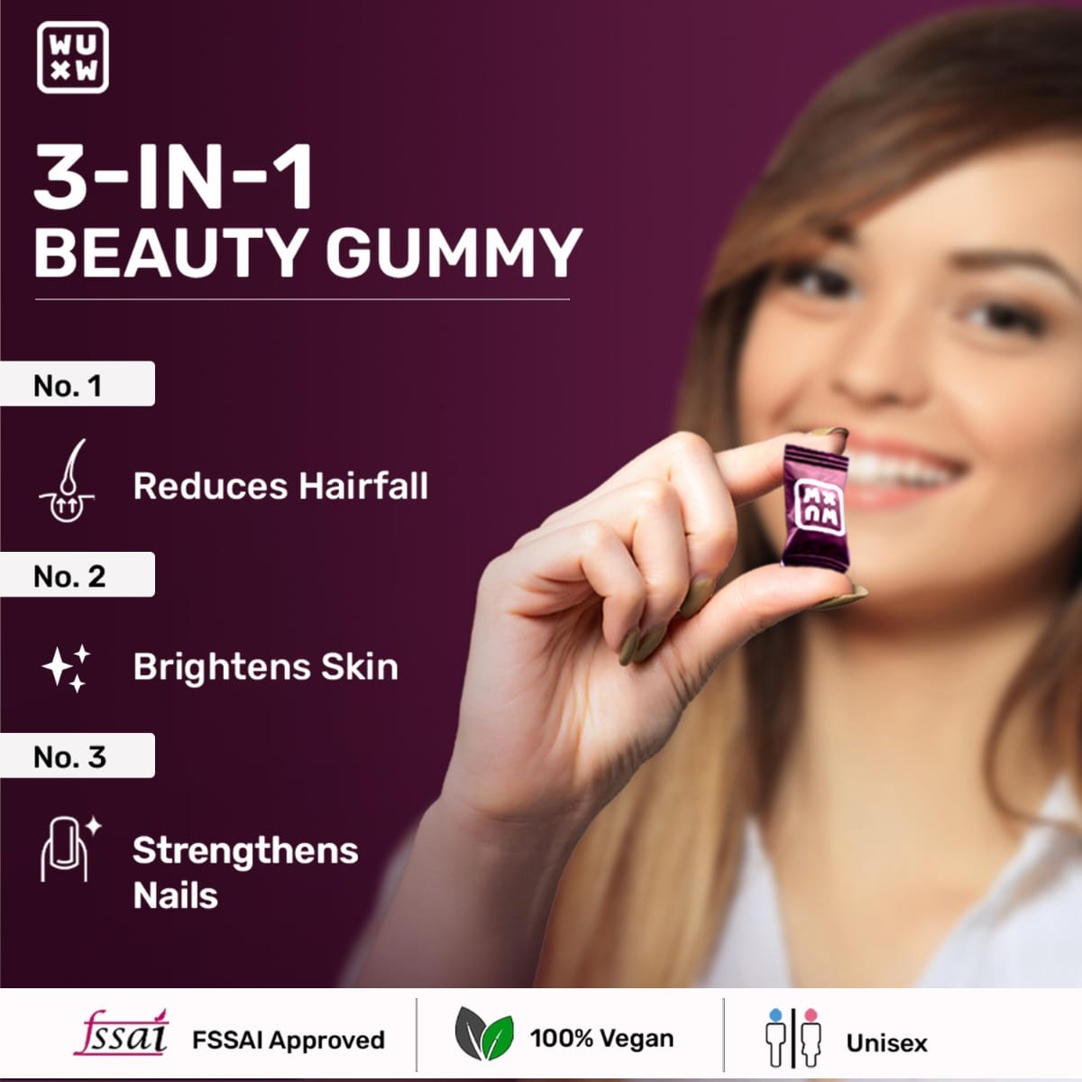 What's Up Beauty Gummies For Hair, Skin and Nails