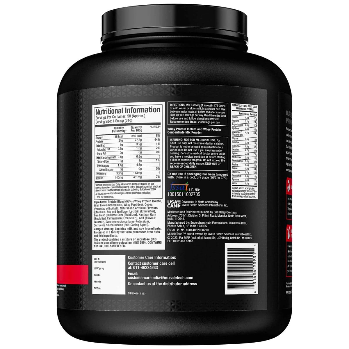 MuscleTech Nitrotech Whey Protein 1.81kg Milk Chocolate