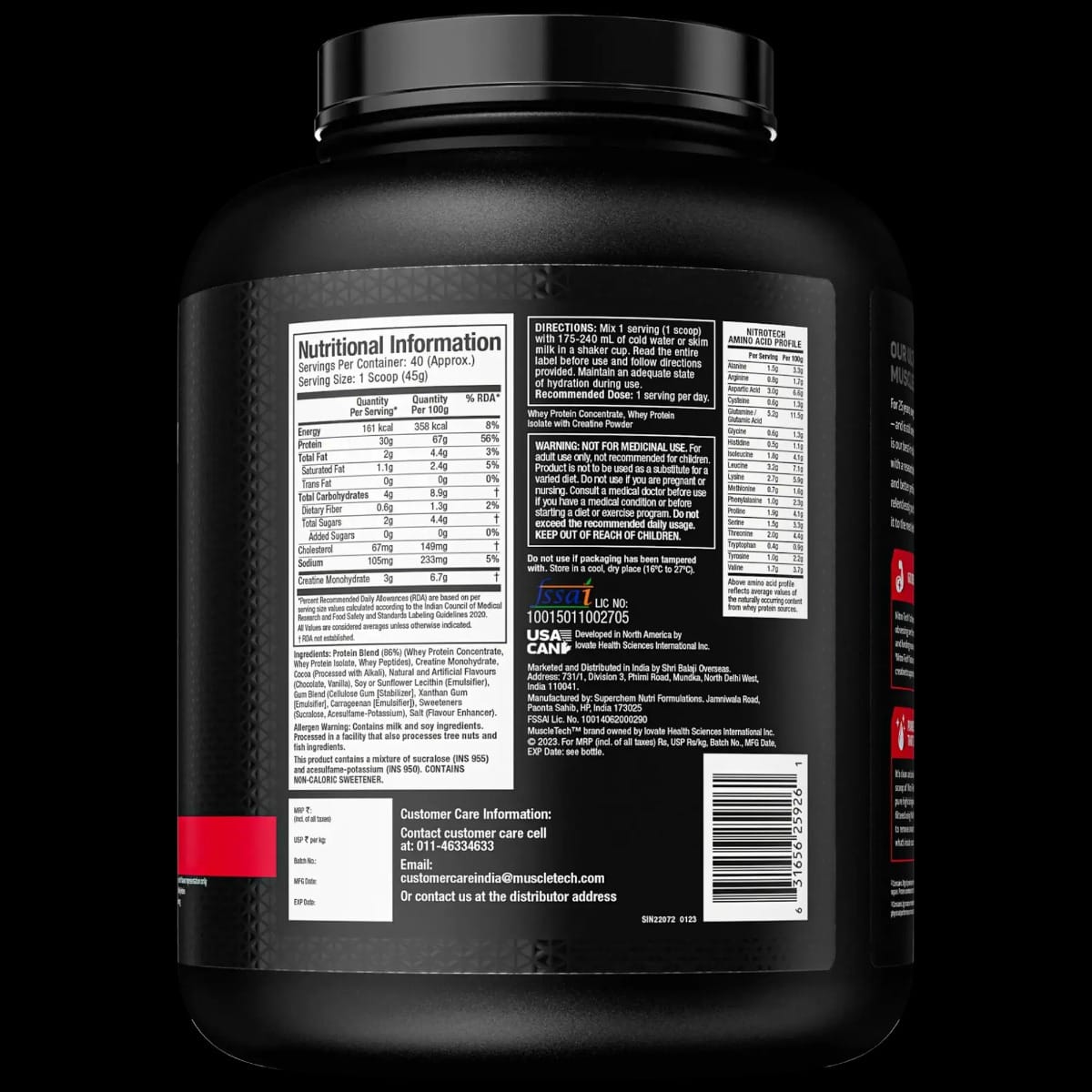 MuscleTech Nitrotech Whey Protein 1.81kg | 58 Serving | 30g Protein ...