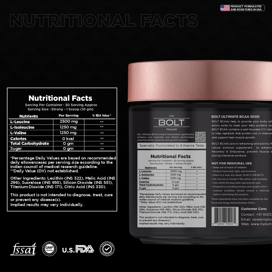 Bolt ULTIMATE BCAA 5000 (30 Servings, Granny Smith Apple) Well-Founded ...