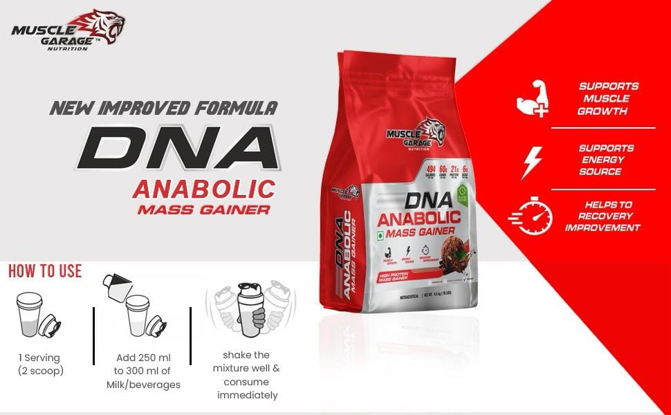 Muscle Garage DNA Anabolic Mass Gainer Muscle Growth & Recovery| 4.5 Kg ...
