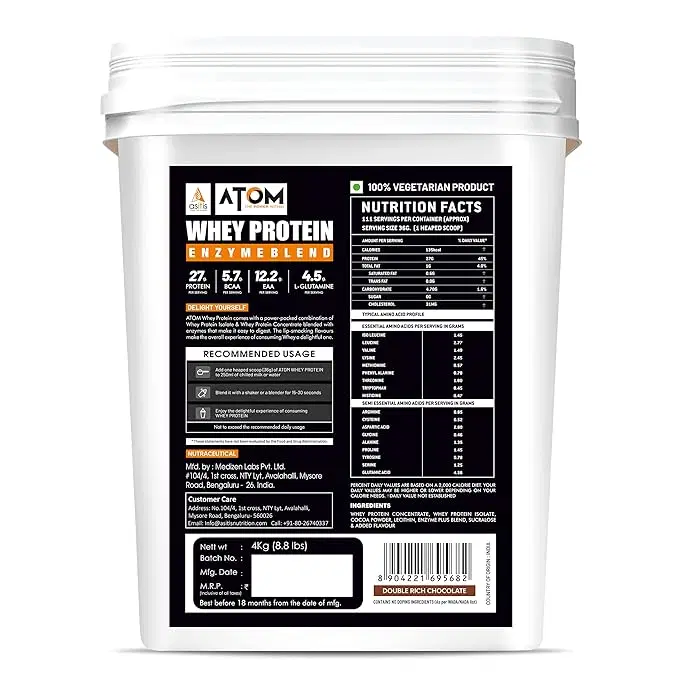 AS-IT-IS ATOM Whey Protein 4kg with Digestive Enzymes | Double Rich ...