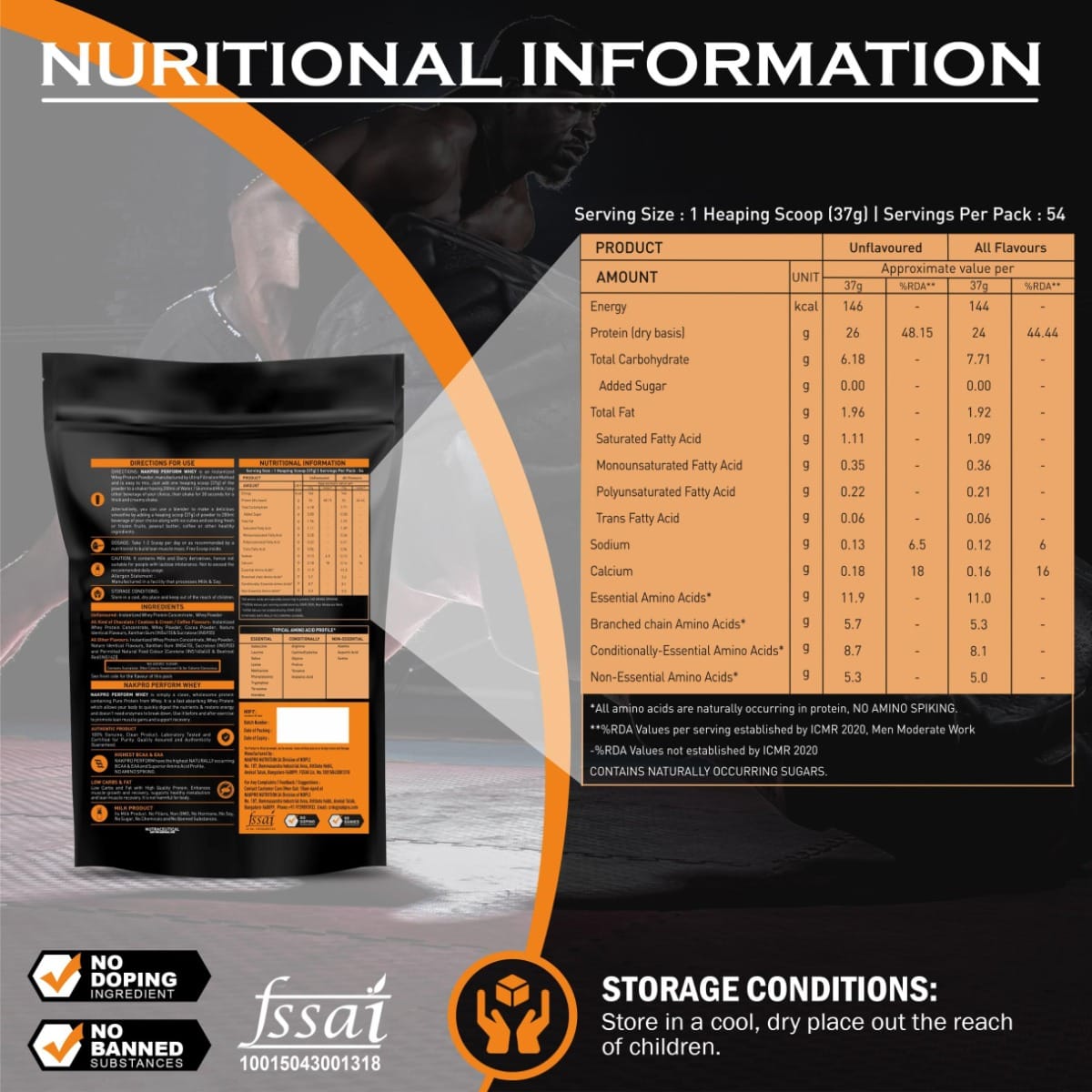 NAKPRO Perform Whey Protein Concentrate 2kg Unflavoured | 26g Protein ...