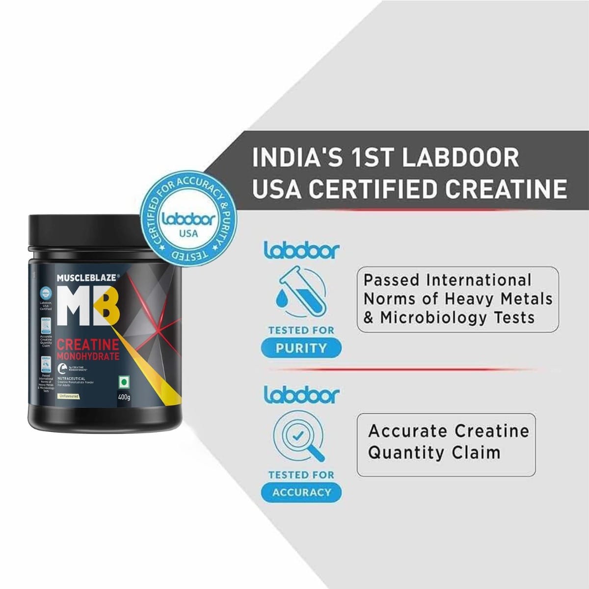 MuscleBlaze MB Creatine Monohydrate 400g | 133 Servings | Unflavoured ...