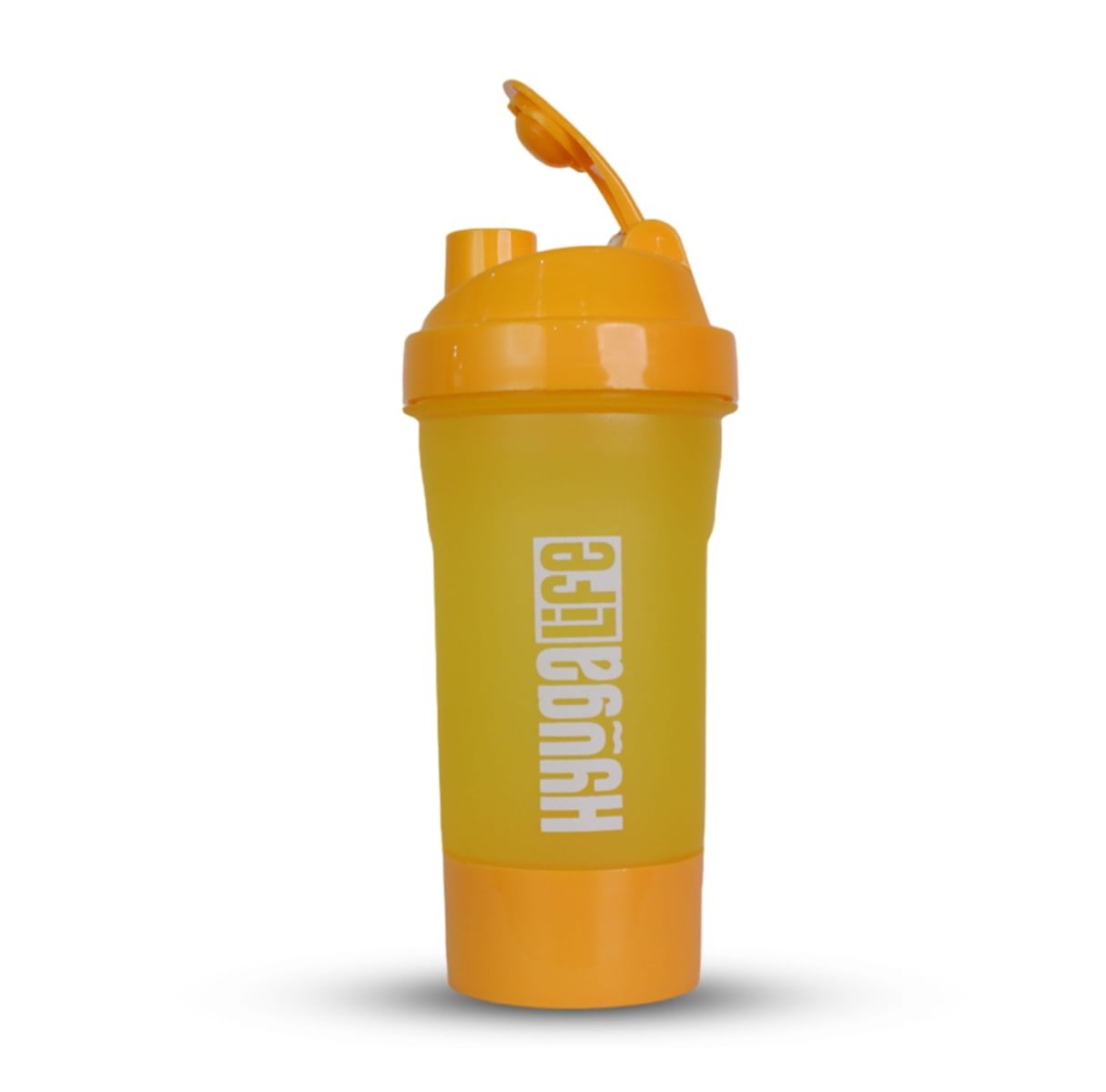 HyugaLife Gym Shaker Bottle - (Yellow, 600 ml, Plastic)