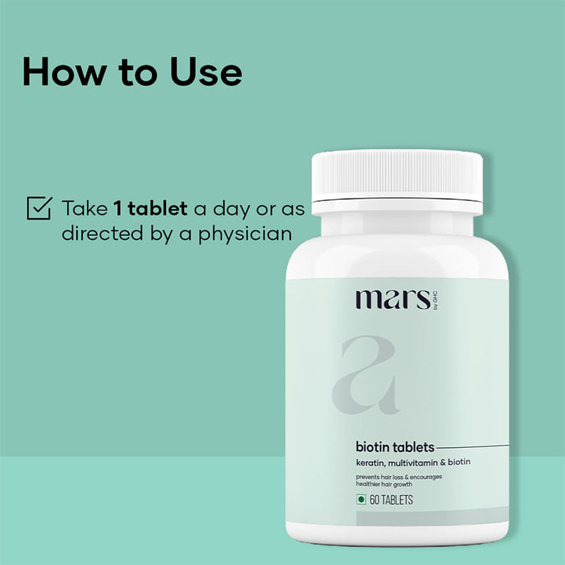 Mars by GHC Vitamin B7 Biotin Tablets for Hair Growth (60N- Pack of 1)