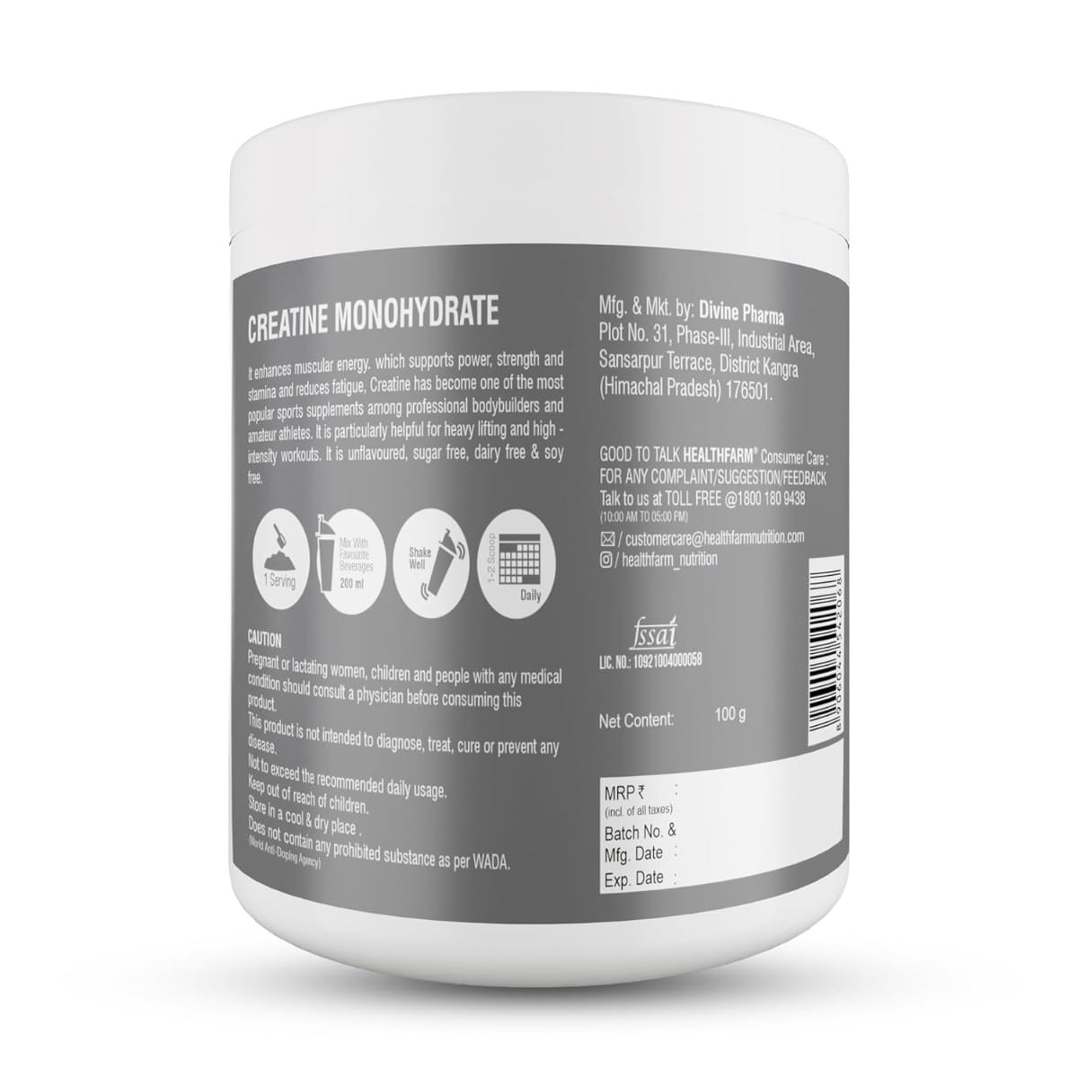 Healthfarm Muscle whey Double Rich Chocolate 2kg + Creatine 100gms Combo