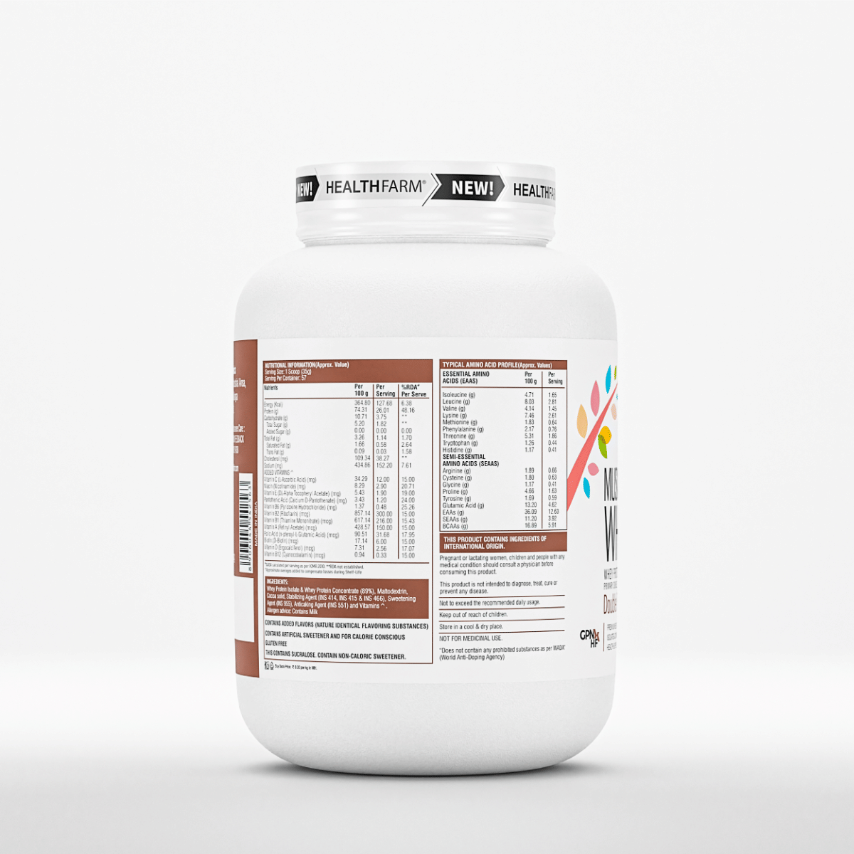Healthfarm Muscle whey Double Rich Chocolate 2kg + Creatine 100gms Combo