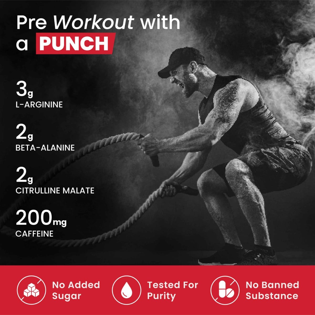 Athlab HYPR Pre Workout with 200mg Natural Caffeine, 3000mg L-Arginine ...