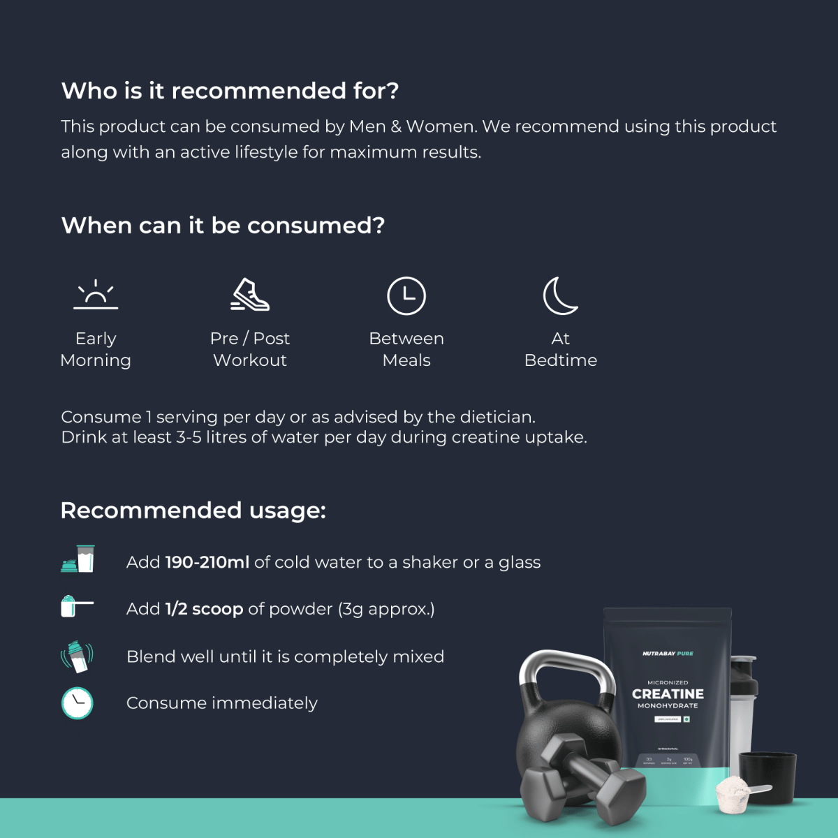 Nutrabay Pure Micronised Creatine Monohydrate 100g | 33 Servings ...