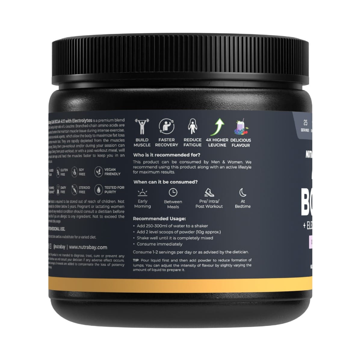 Nutrabay Gold Bcaa 4:1:1 With Electrolytes - 7G Vegan Bcaas, 1000 Mg ...