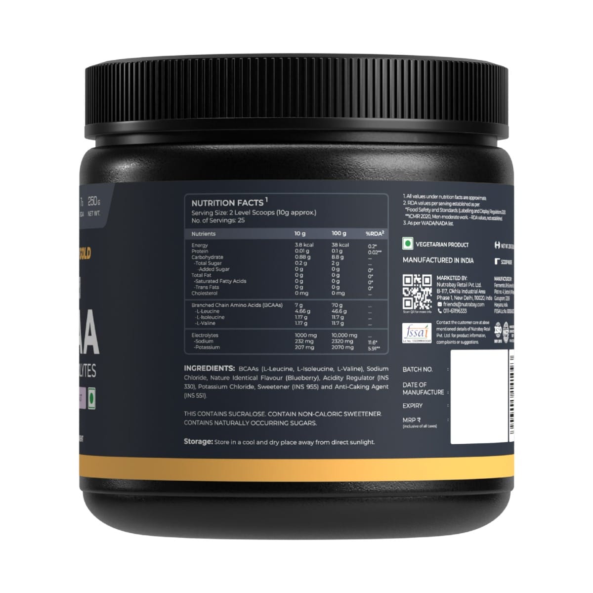 Nutrabay Gold Bcaa 4:1:1 With Electrolytes - 7G Vegan Bcaas, 1000 Mg ...