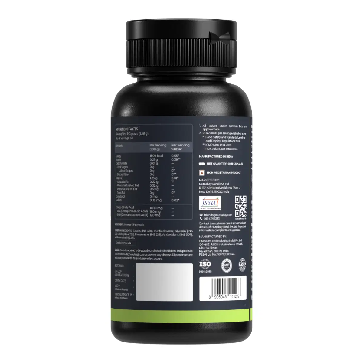 Nutrabay Wellness Omega 3 Fish Oil - 1000Mg, 60 Capsules | 180 Mg Epa ...