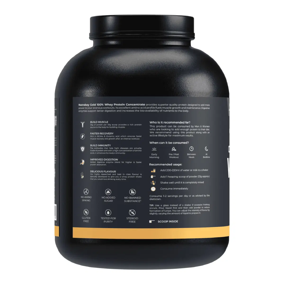 Nutrabay Gold 100% Whey Protein Concentrate With Digestive Enzymes ...