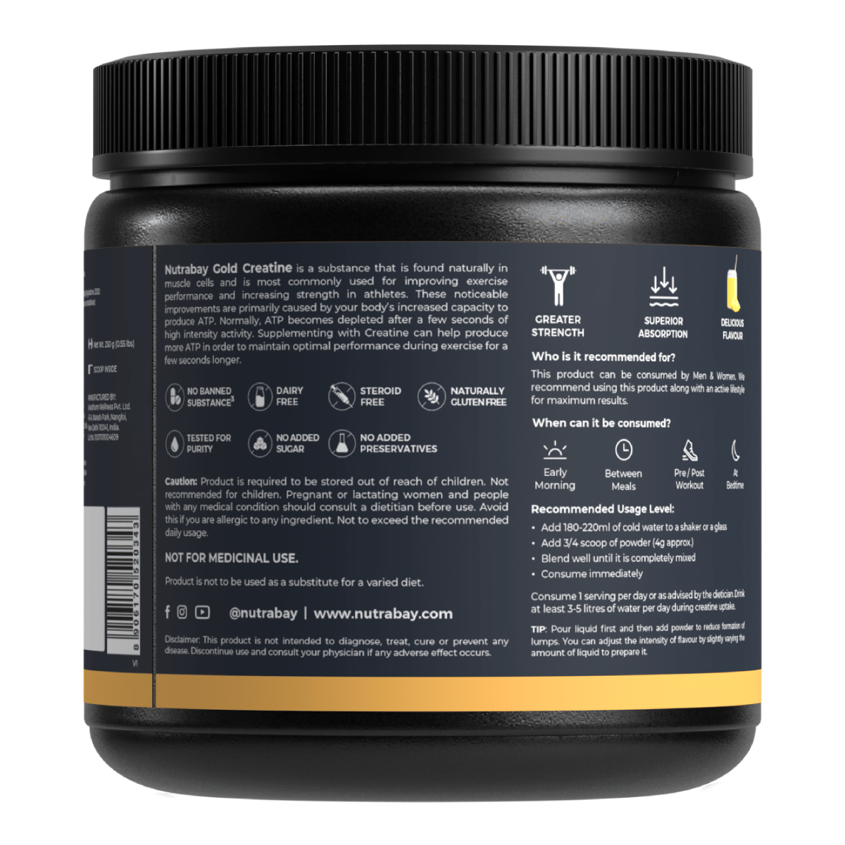 Nutrabay Gold Micronised Creatine Monohydrate - 250g, Pineapple Ice Tea ...