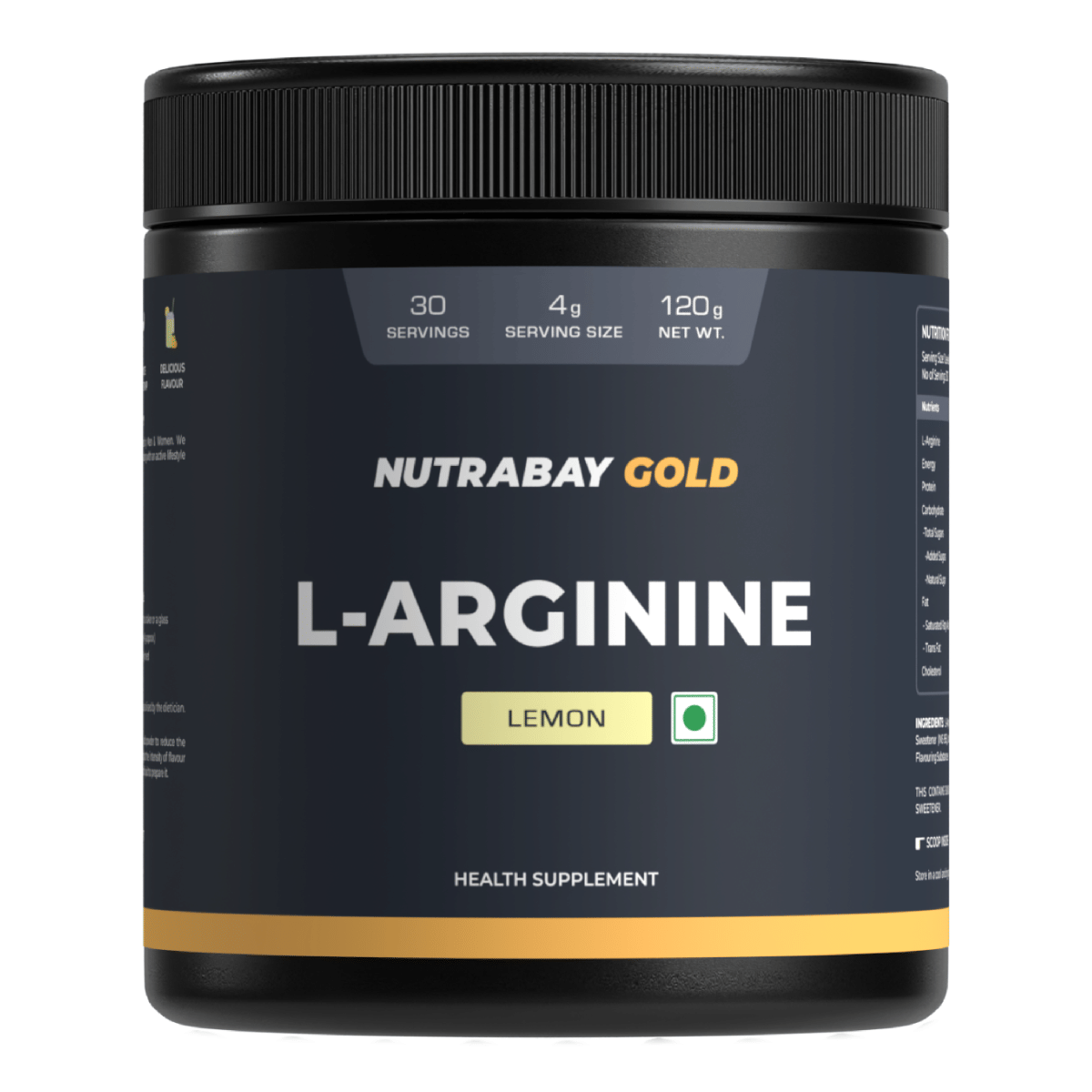 Nutrabay Gold L-Arginine Supplement Powder - 120g, Lemon Flavor | Pre ...
