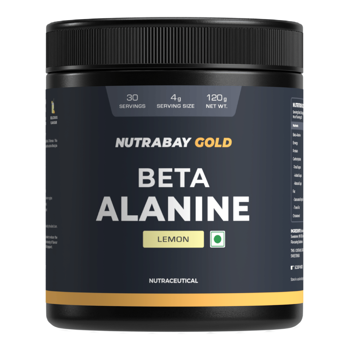 Nutrabay Gold Beta Alanine Supplement Powder - 120g, Lemon Flavor | Pre ...